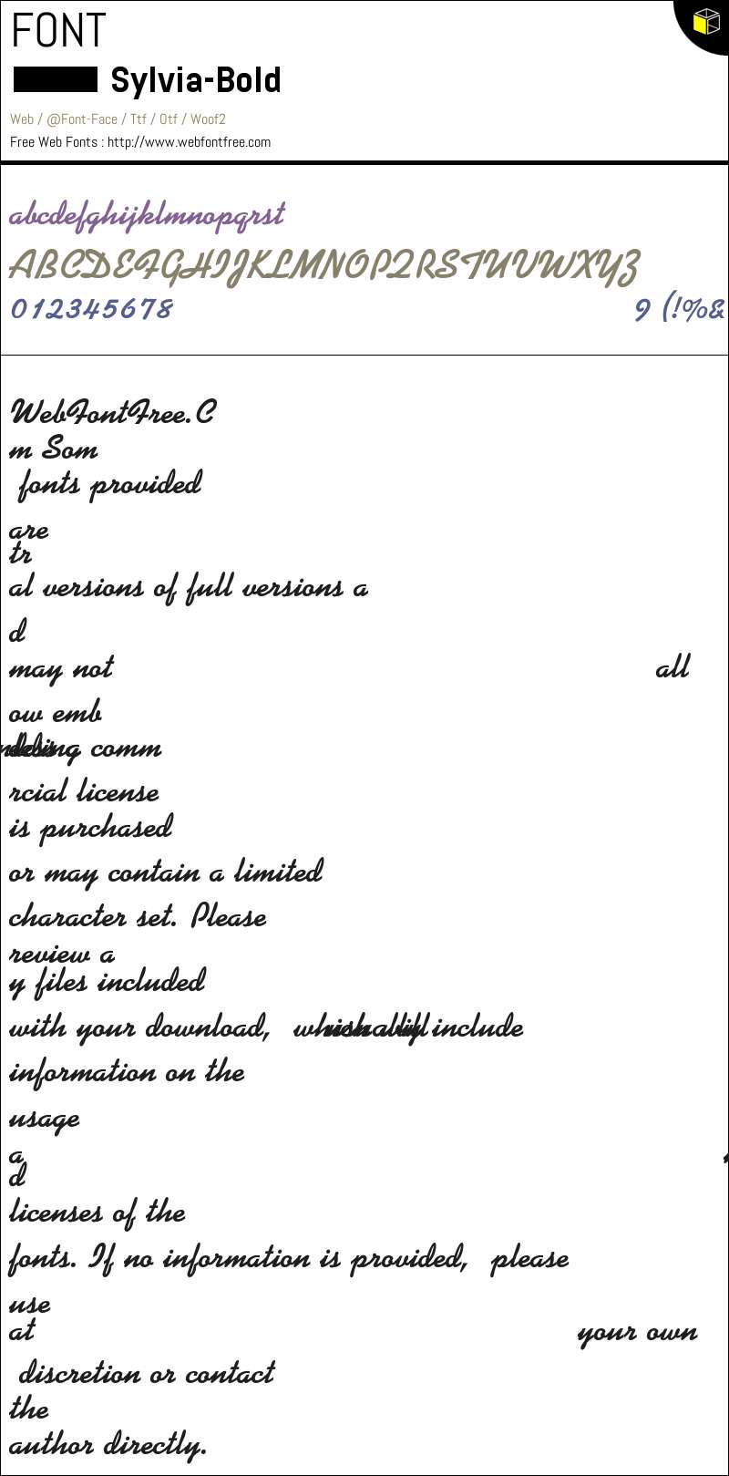 Sylvia-Bold Fonts Downloads - WebFontFree.Com