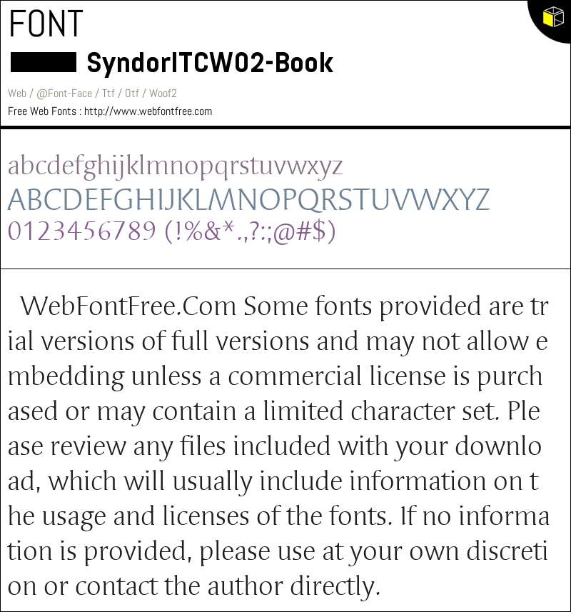 Syndor ITC W02 Book Fonts Downloads - WebFontFree.Com