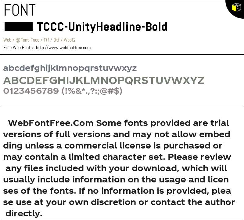 TCCC-UnityHeadline Bold Fuentes Descargar - WebFontFree.Com
