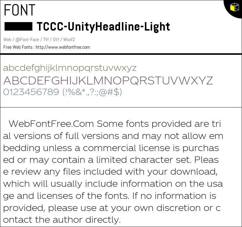 TCCC-UnityHeadline Light Fonts Downloads - WebFontFree.Com