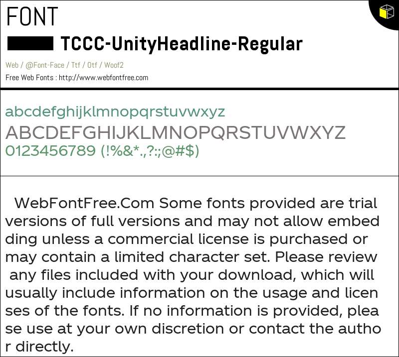 TCCC-UnityHeadline Regular Fonts Downloads - WebFontFree.Com