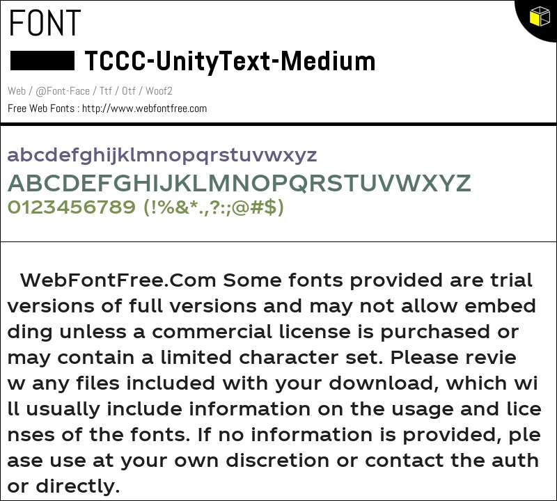 TCCC-UnityText Medium Fonts Downloads - WebFontFree.Com