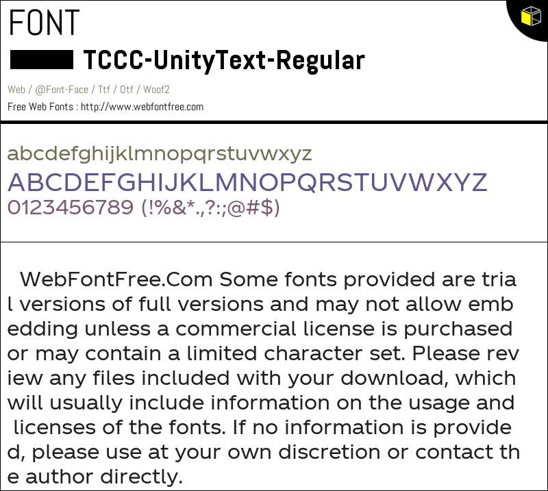 TCCC-UnityText Regular Fonts Downloads - WebFontFree.Com