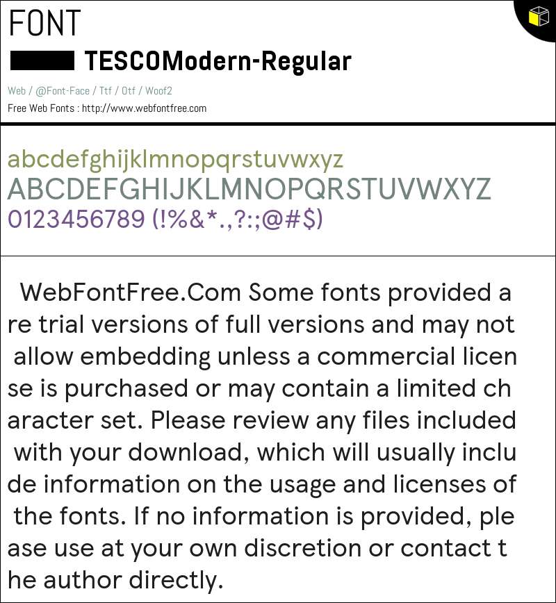 TESCO Modern Fonts Downloads - WebFontFree.Com