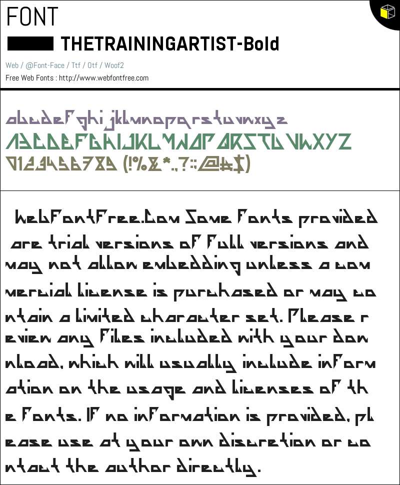 THE TRAINING ARTIST Bold Fonts Downloads - WebFontFree.Com