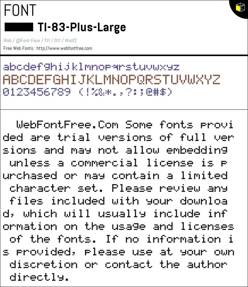 TI-83 Plus Large Regular Fonts Downloads - WebFontFree.Com
