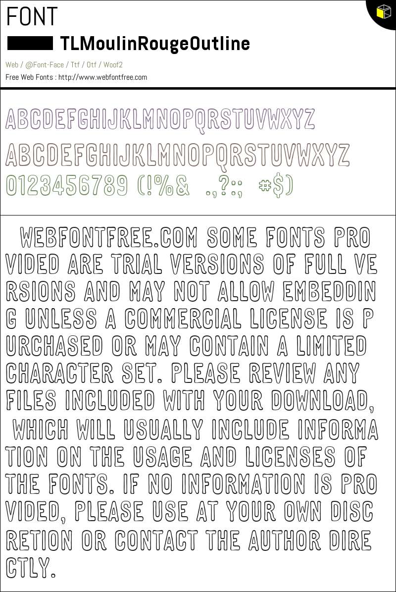 TLMoulinRougeOutline Fonts Downloads - WebFontFree.Com