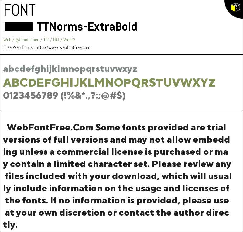 TT Norms ExtraBold Fonts Downloads - WebFontFree.Com