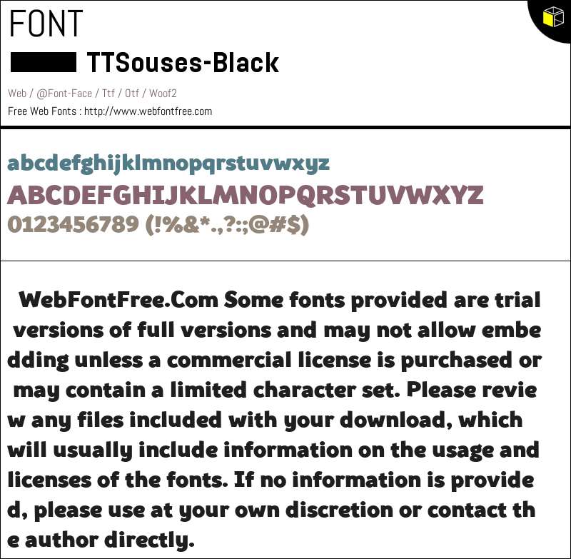 TT Souses Black Fonts Downloads - WebFontFree.Com