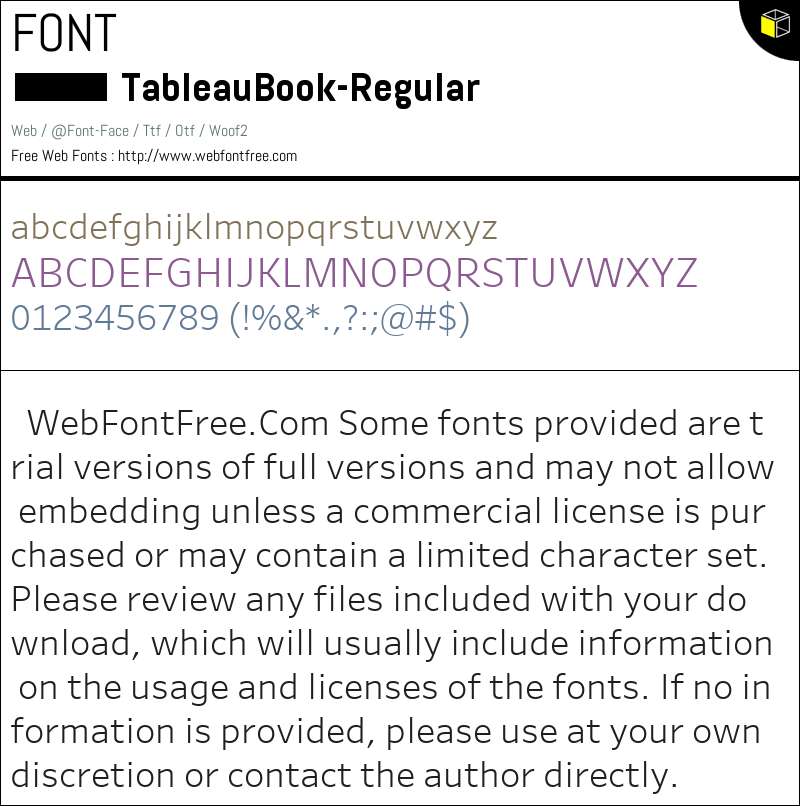 Tableau Book Regular Fonts Downloads - WebFontFree.Com