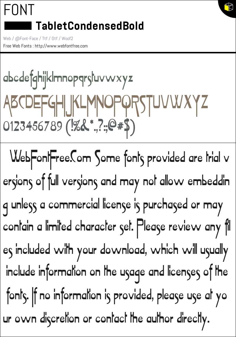TabletCondensed Bold Fonts Downloads - WebFontFree.Com