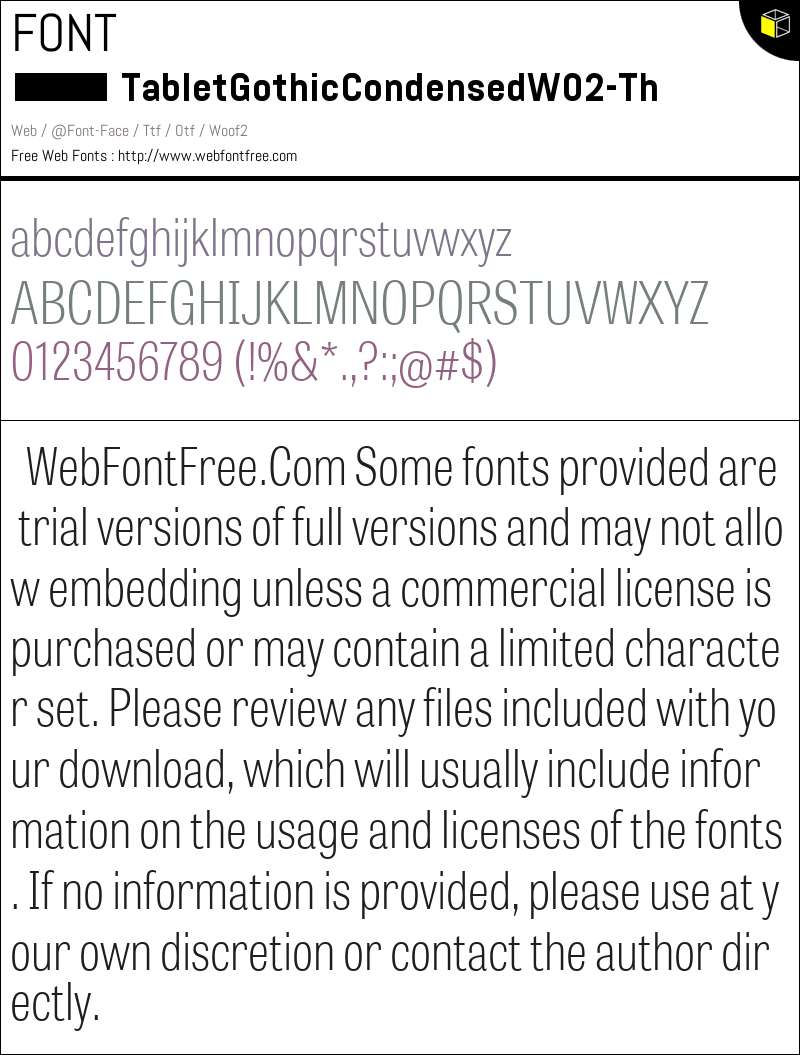 Tablet Gothic Condensed W02 Th Fonts Downloads - WebFontFree.Com