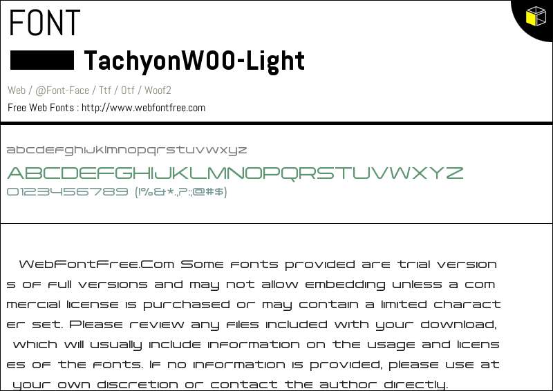 Tachyon W00 Light Fonts Downloads - WebFontFree.Com
