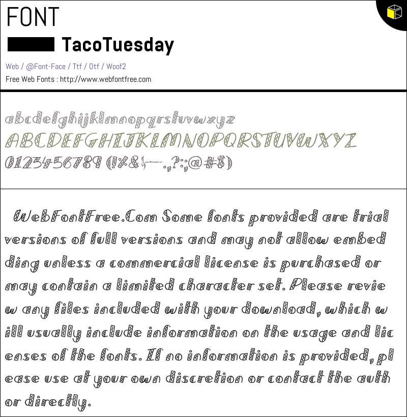 Taco Tuesday Fonts Downloads - WebFontFree.Com