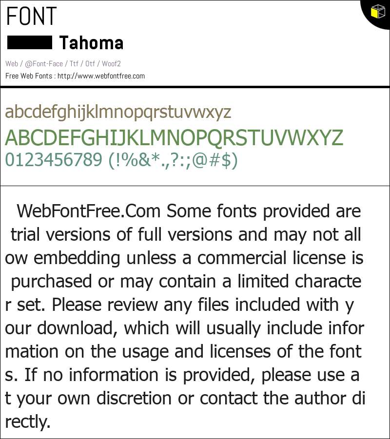 Tahoma 字体 下载 - WebFontFree.Com