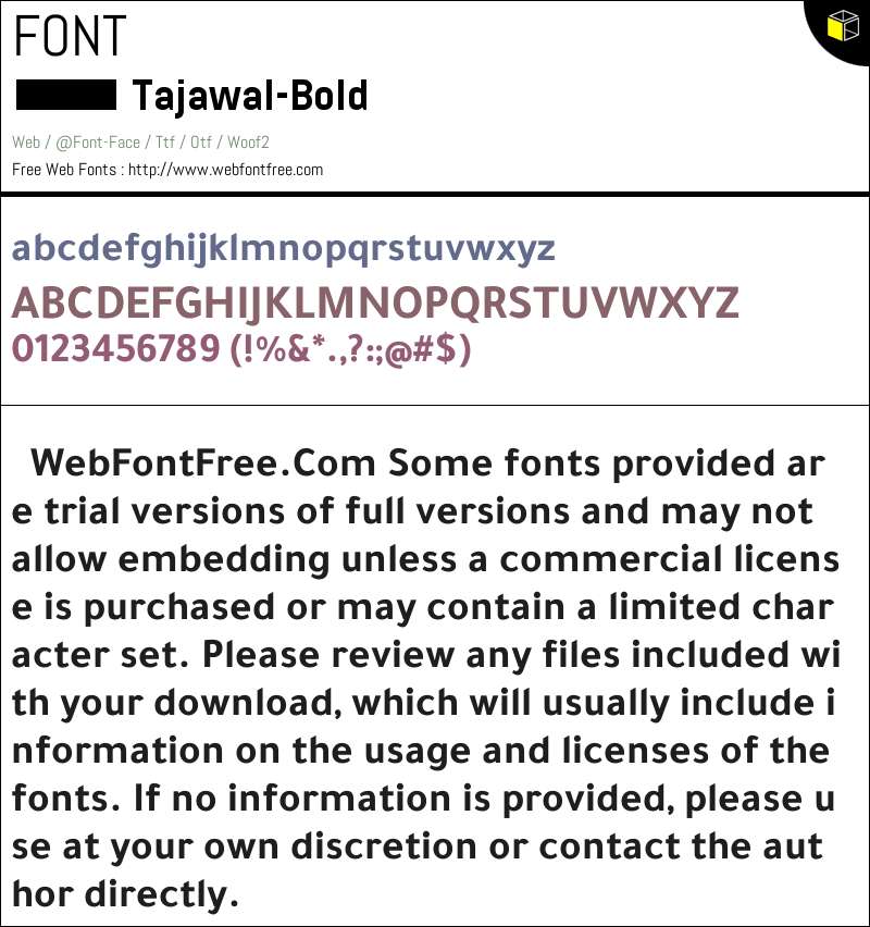 Tajawal-Bold 字体 下载 - WebFontFree.Com