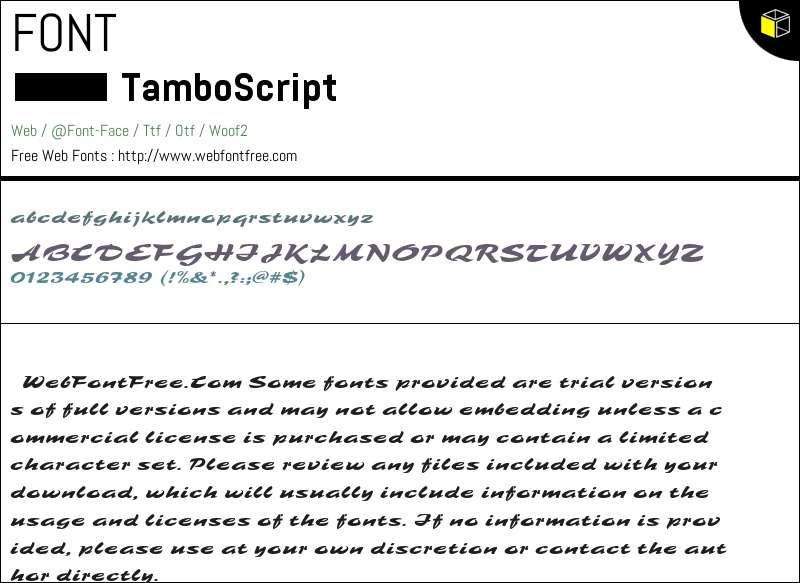Tambo Script Fuentes Descargar - WebFontFree.Com