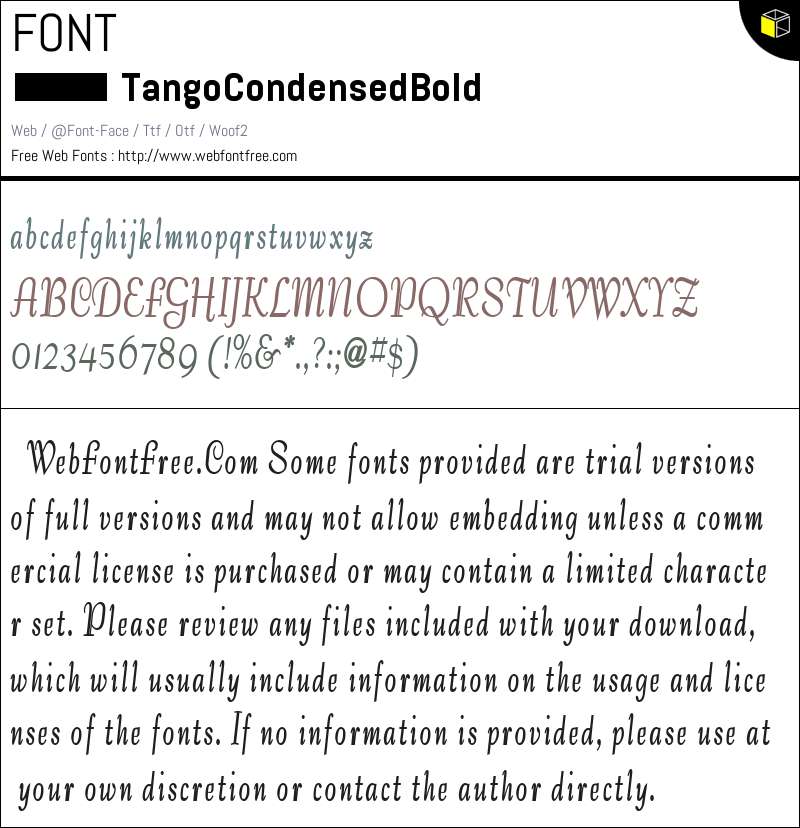 Tango Condensed Bold Fonts Downloads - WebFontFree.Com