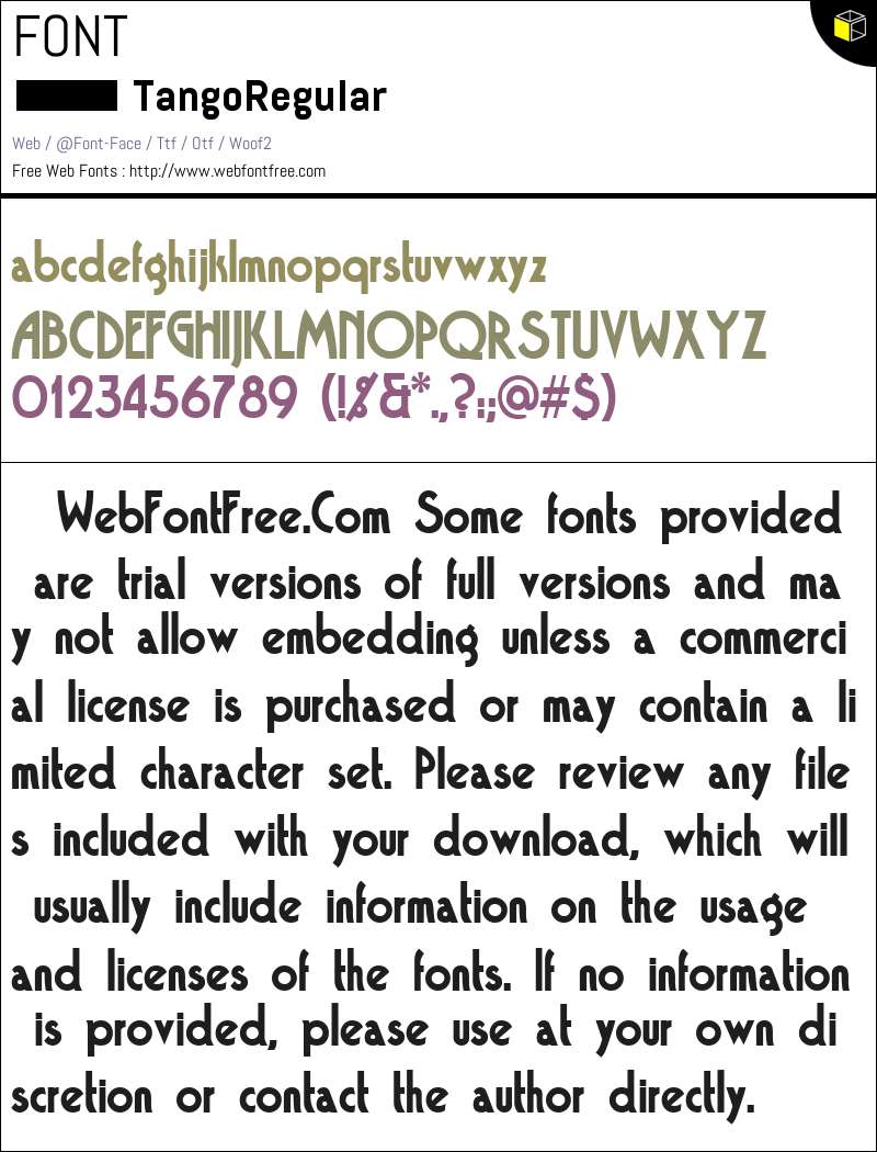 Tango Regular Fonts Downloads - WebFontFree.Com