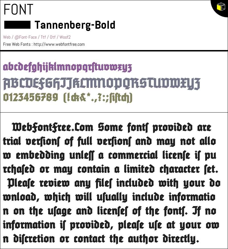 Tannenberg Bold Fonts Downloads - WebFontFree.Com