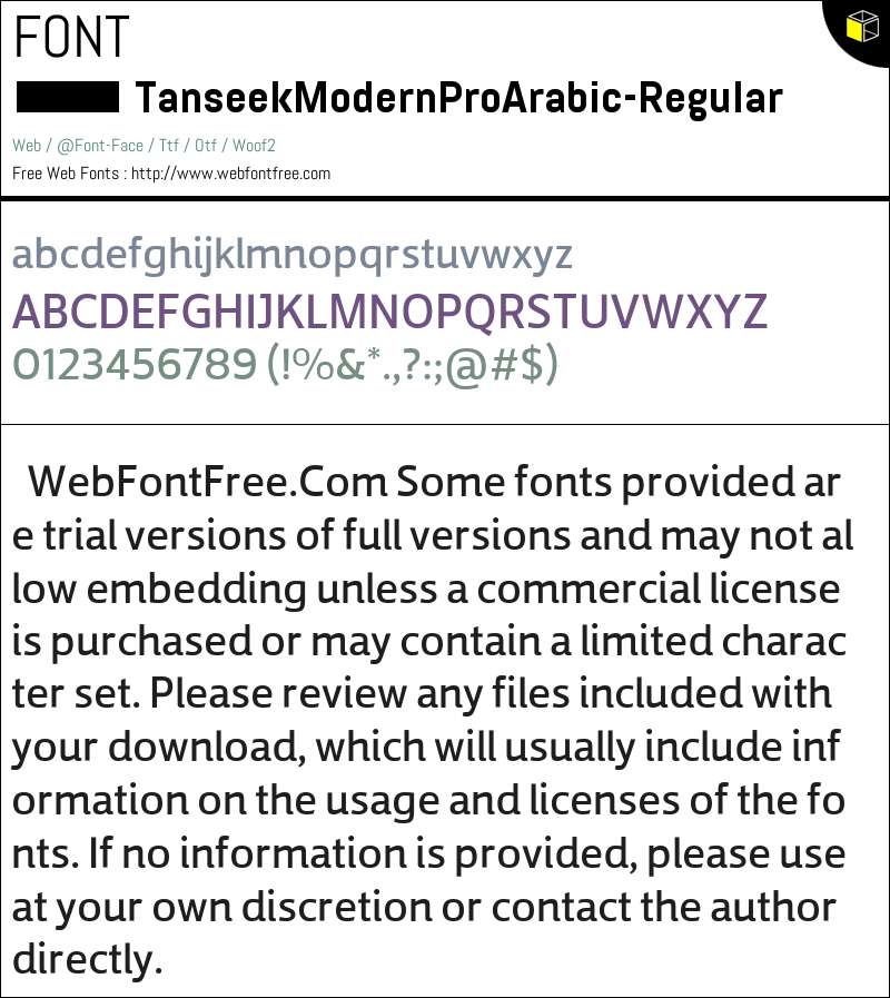 Tanseek Modern Pro Arabic Fonts Downloads - WebFontFree.Com