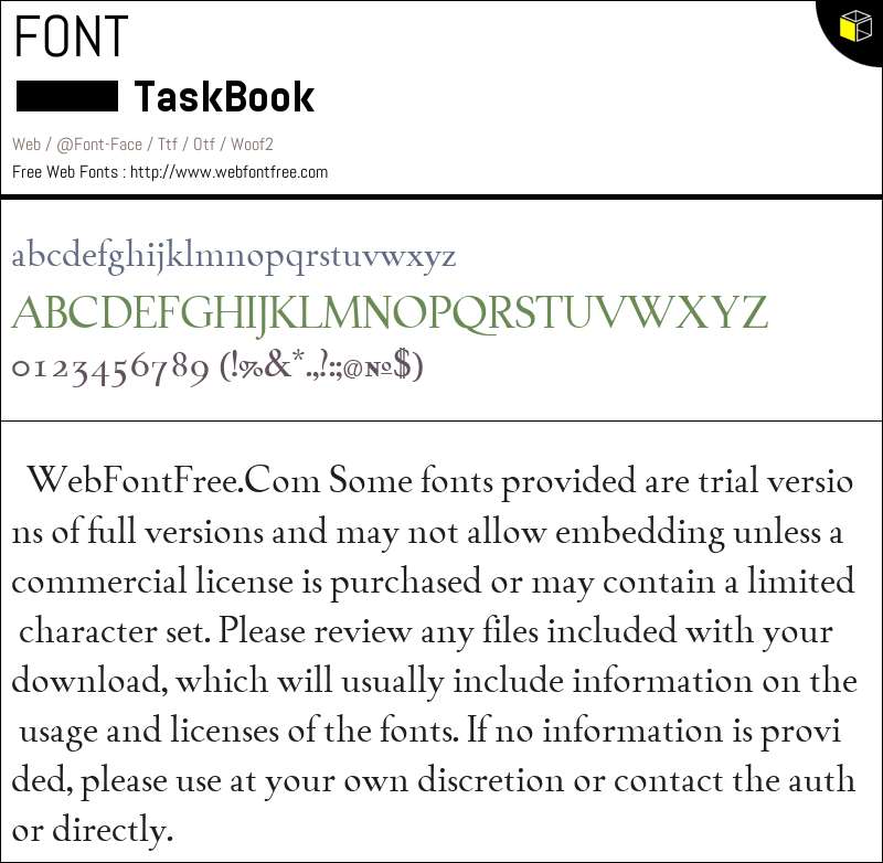 TaskBook Fonts Downloads - WebFontFree.Com