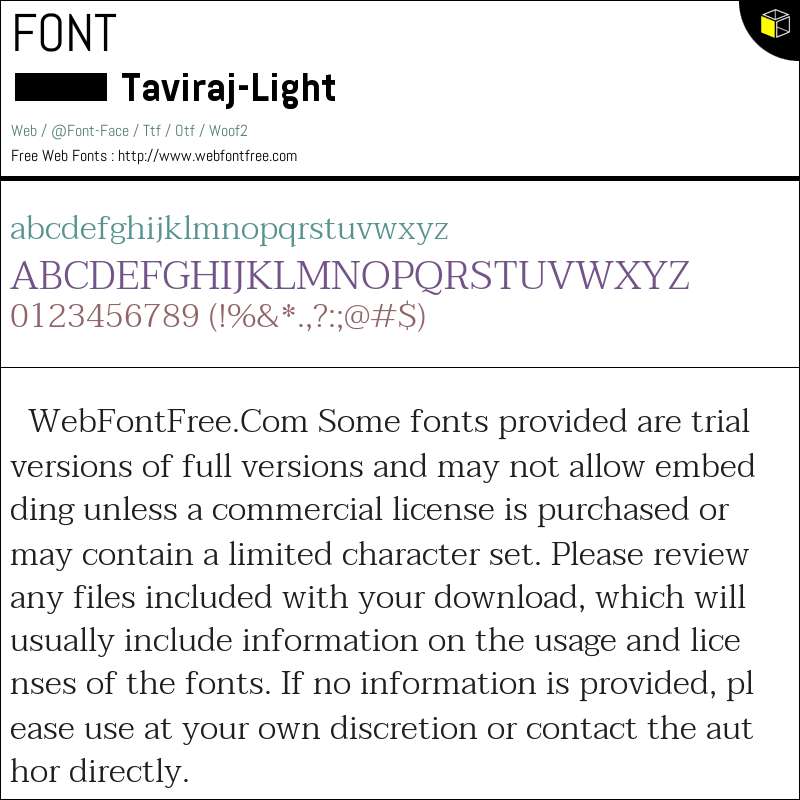 Taviraj Light Fonts Downloads - WebFontFree.Com