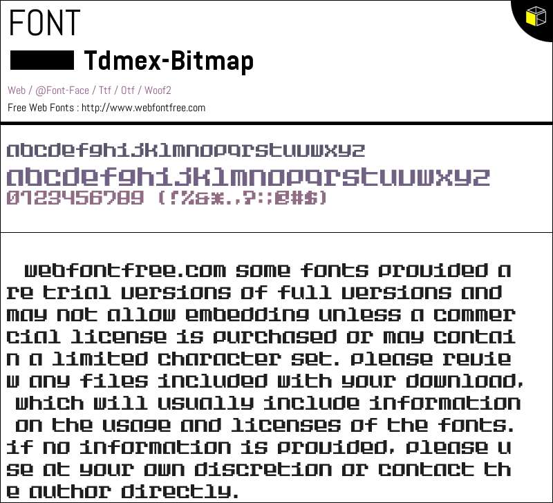 Tdmex Bitmap Fonts Downloads - WebFontFree.Com