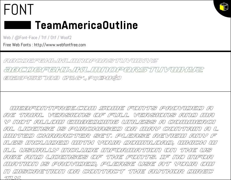 Team America Outline Fonts Downloads - WebFontFree.Com