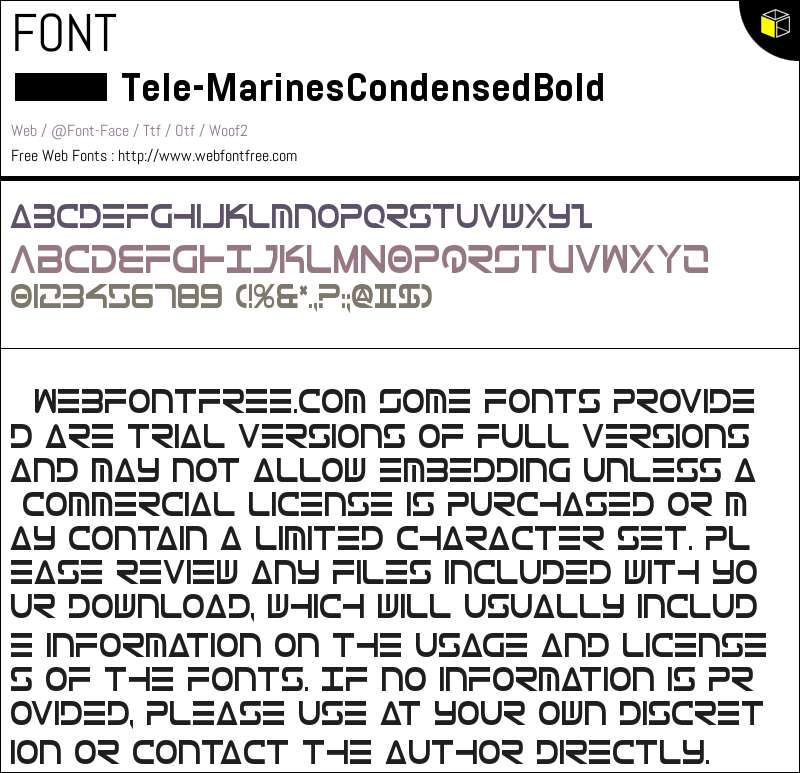Tele-Marines Condensed Bold Fonts Downloads - WebFontFree.Com