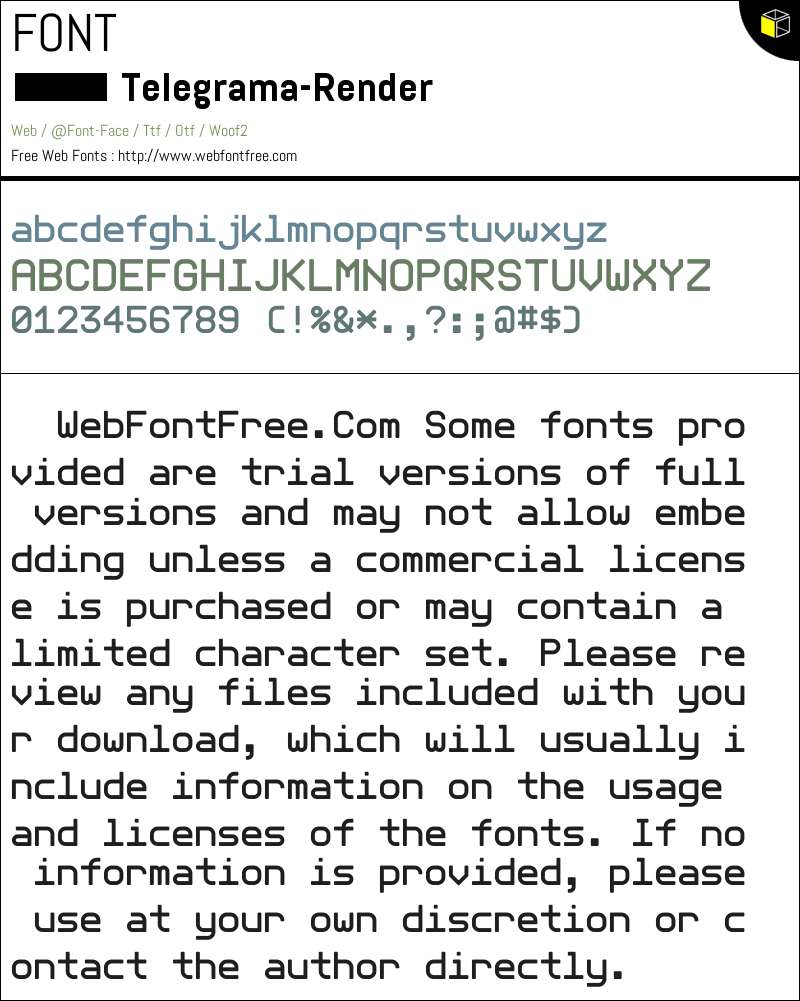 Telegrama Render Fonts Downloads - WebFontFree.Com