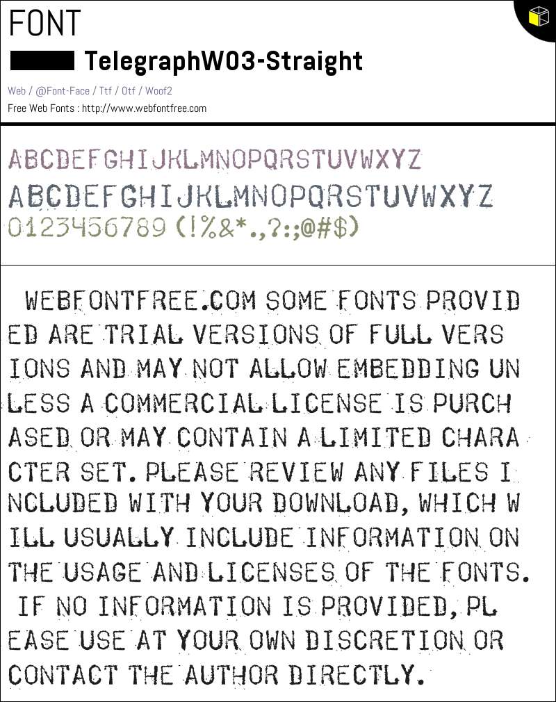 Telegraph W03 Straight Fonts Downloads - WebFontFree.Com