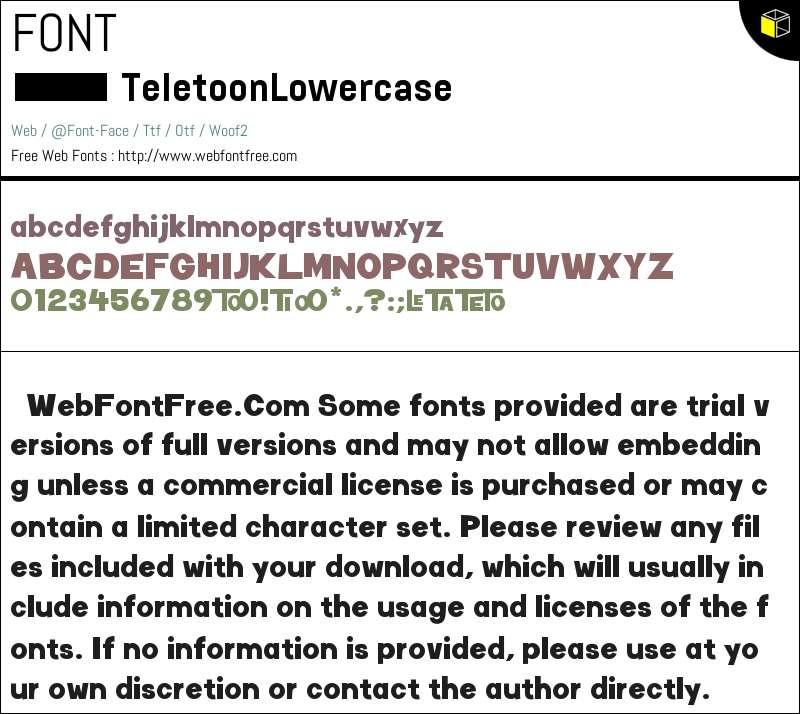 Teletoon Lowercase Fonts Downloads - WebFontFree.Com