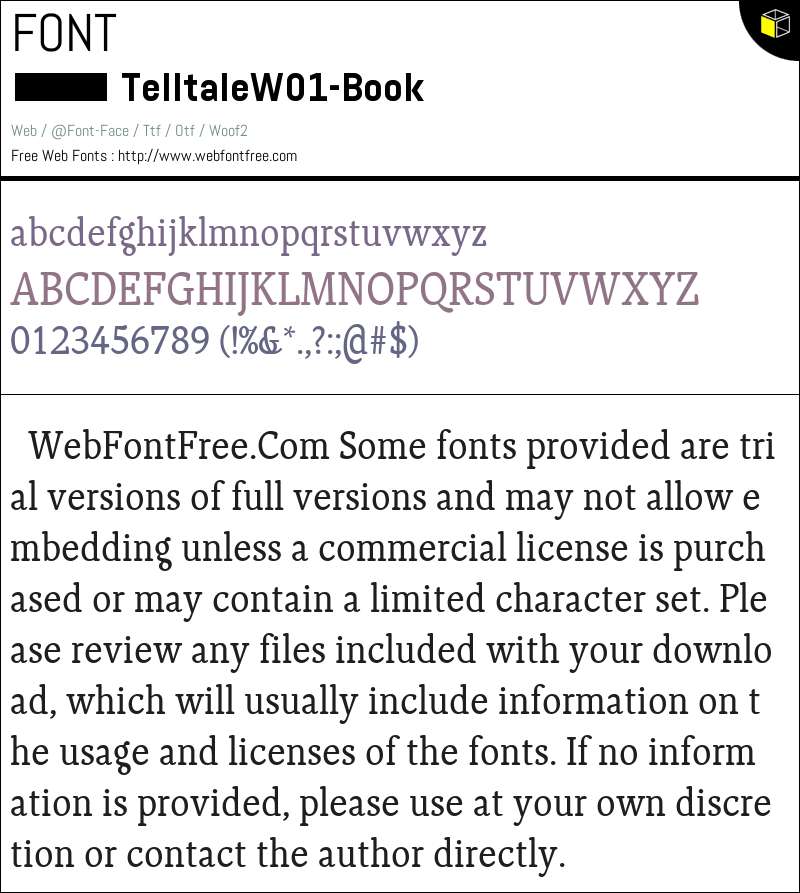 Telltale W01 Book Fonts Downloads - WebFontFree.Com