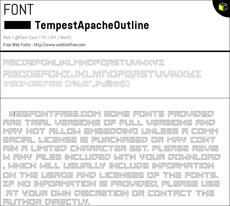 Tempest Apache Outline Fonts Downloads - WebFontFree.Com