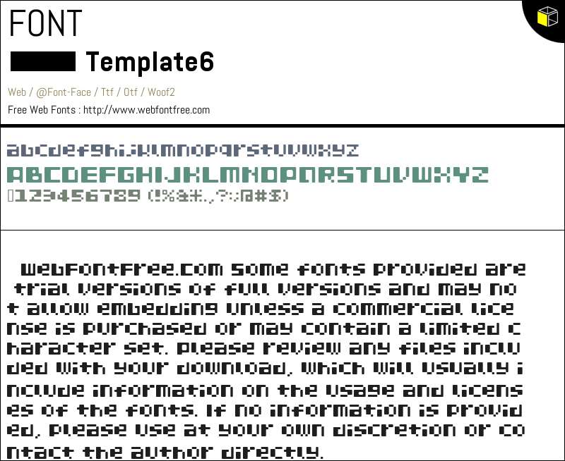 Template 6 Fonts Downloads - WebFontFree.Com