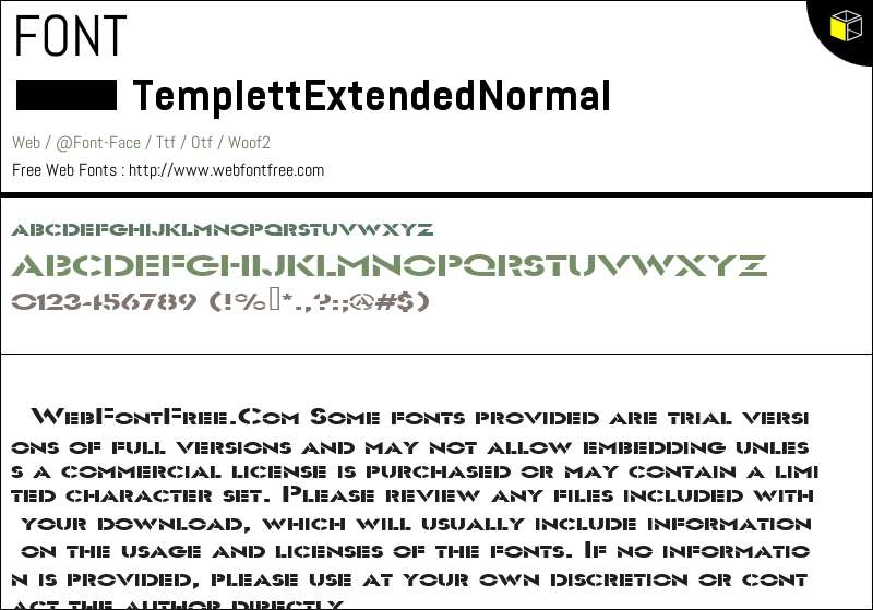 Templett Extended Normal Fonts Downloads - WebFontFree.Com