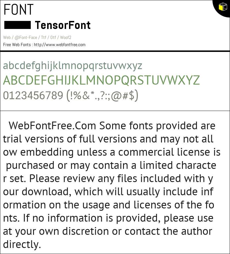 TensorFont Fonts Downloads - WebFontFree.Com