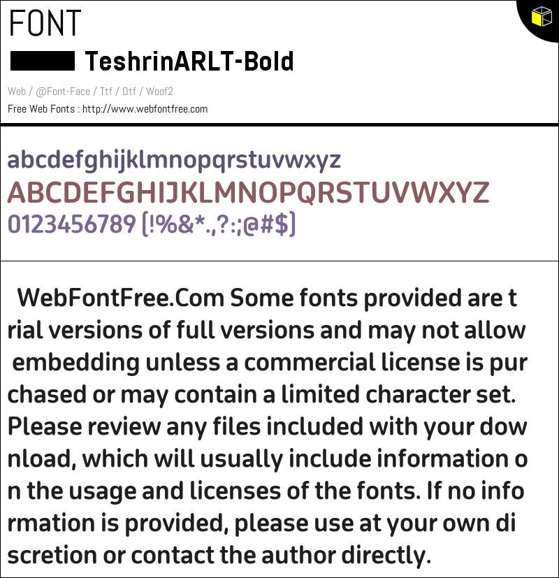Teshrin AR+LT Bold Fonts Downloads - WebFontFree.Com