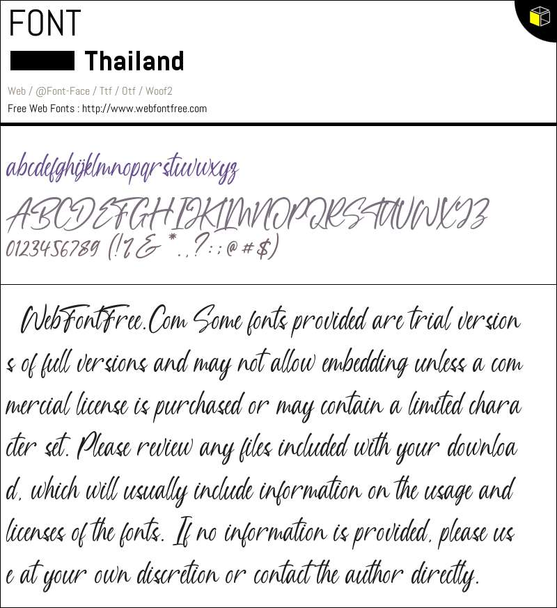 Thailand Fonts Downloads - WebFontFree.Com