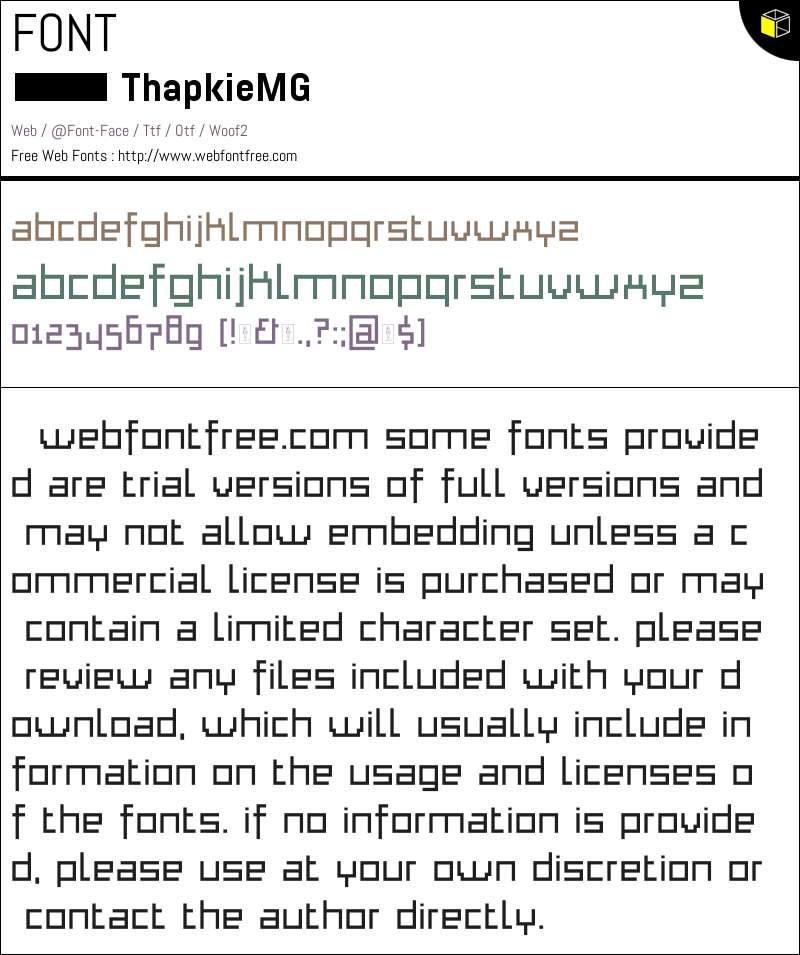 Thapkie MG Fonts Downloads - WebFontFree.Com