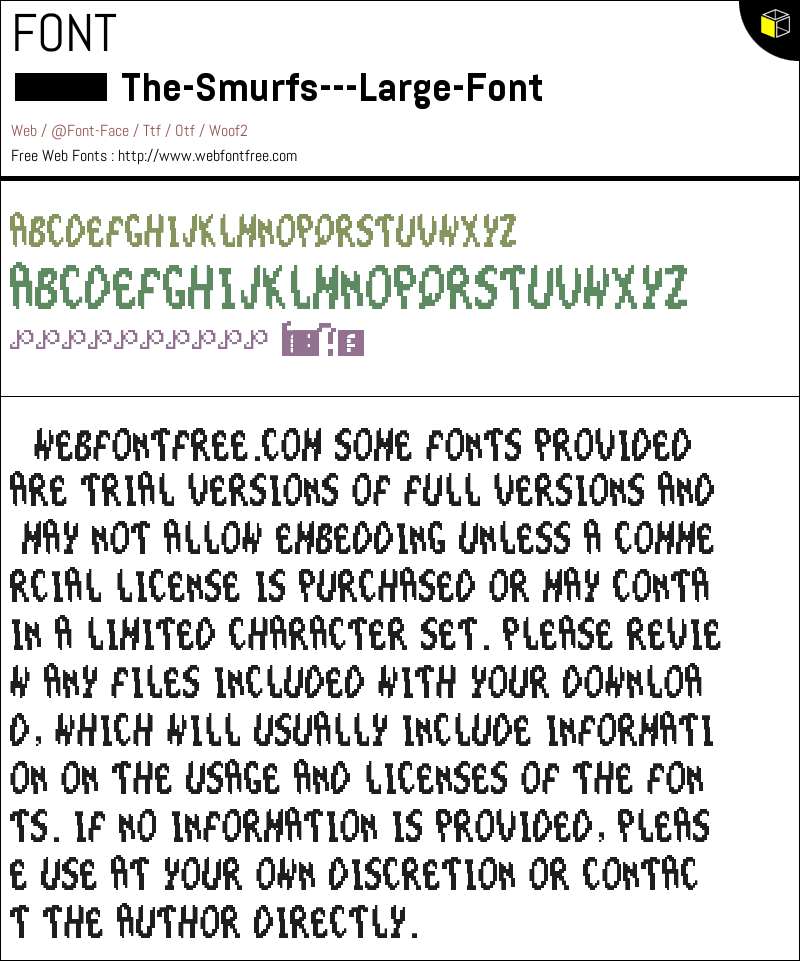 The Smurfs - Large Font Regular Fonts Downloads - WebFontFree.Com