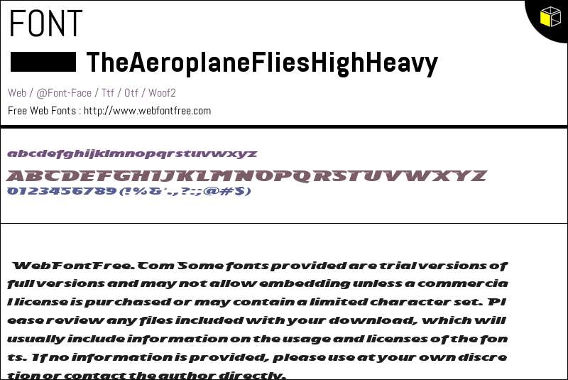 The Aeroplane Flies High Heavy Fonts Downloads - WebFontFree.Com