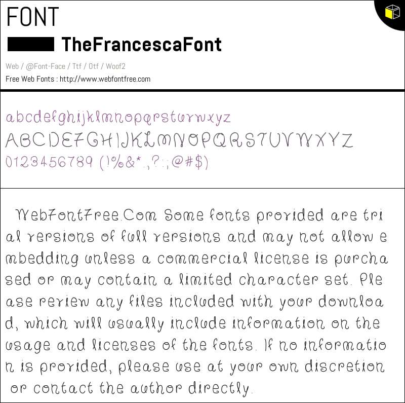 TheFrancescaFont Fonts Downloads - WebFontFree.Com