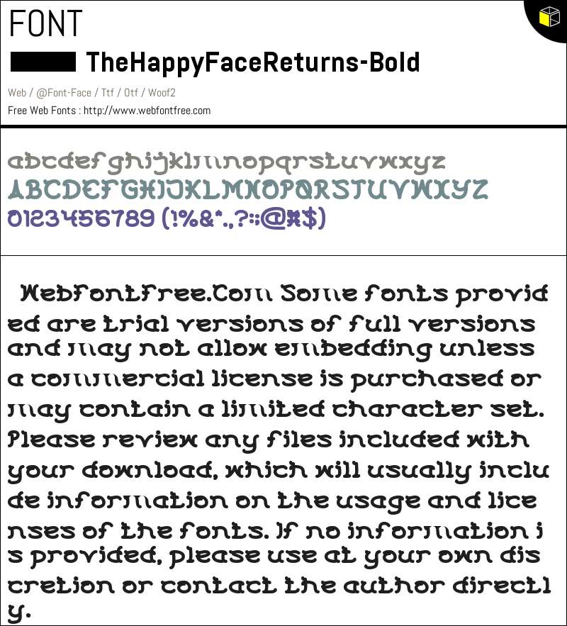 The Happy Face Returns Bold Fonts Downloads - WebFontFree.Com