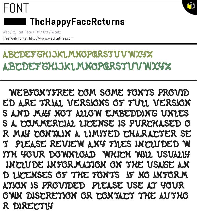 The Happy Face Returns Fonts Downloads - WebFontFree.Com
