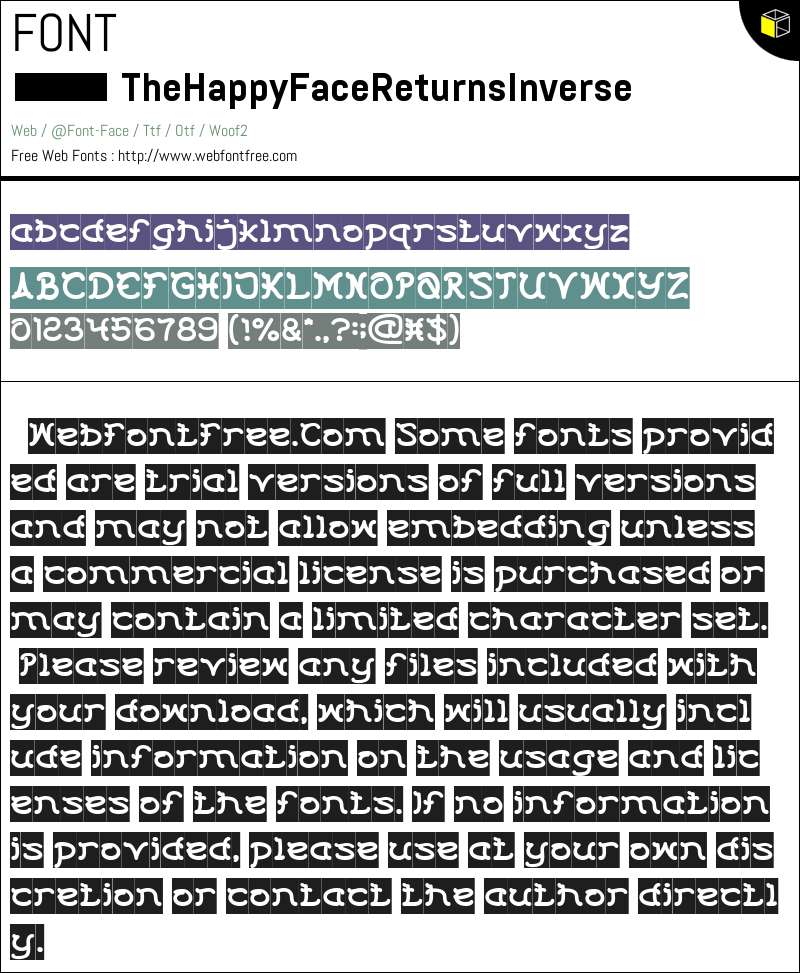 The Happy Face Returns-Inverse Fonts Downloads - WebFontFree.Com