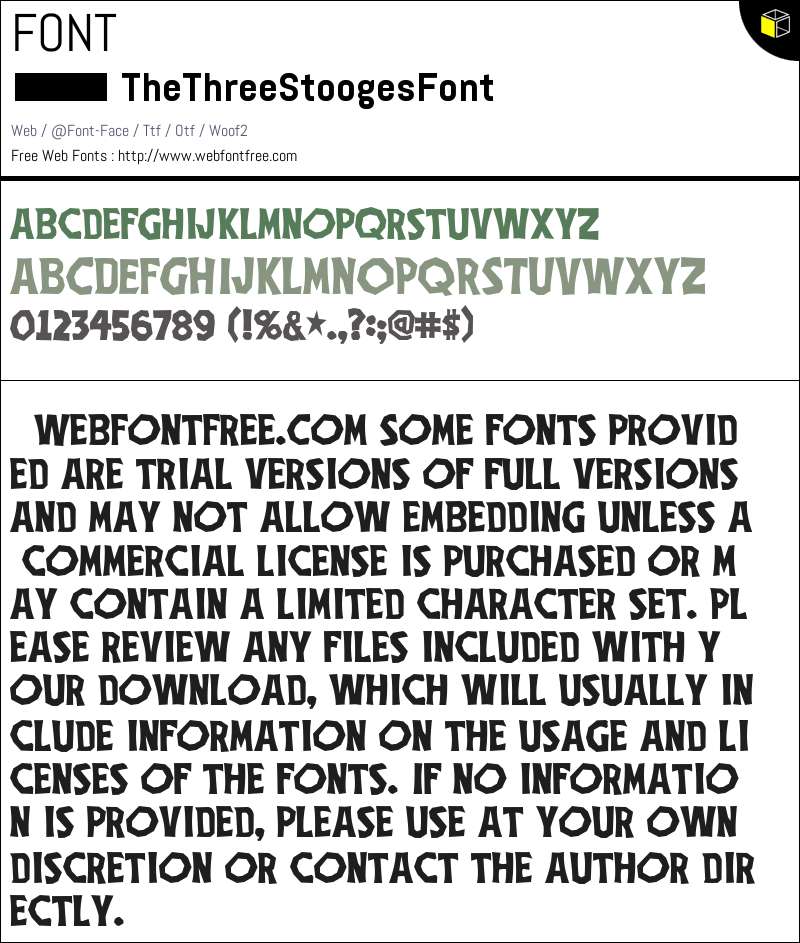 TheThreeStoogesFont Fonts Downloads - WebFontFree.Com