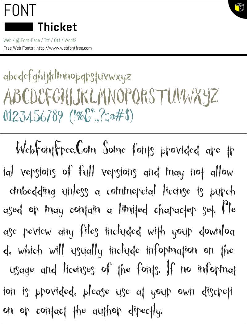 Thicket Fonts Downloads - WebFontFree.Com