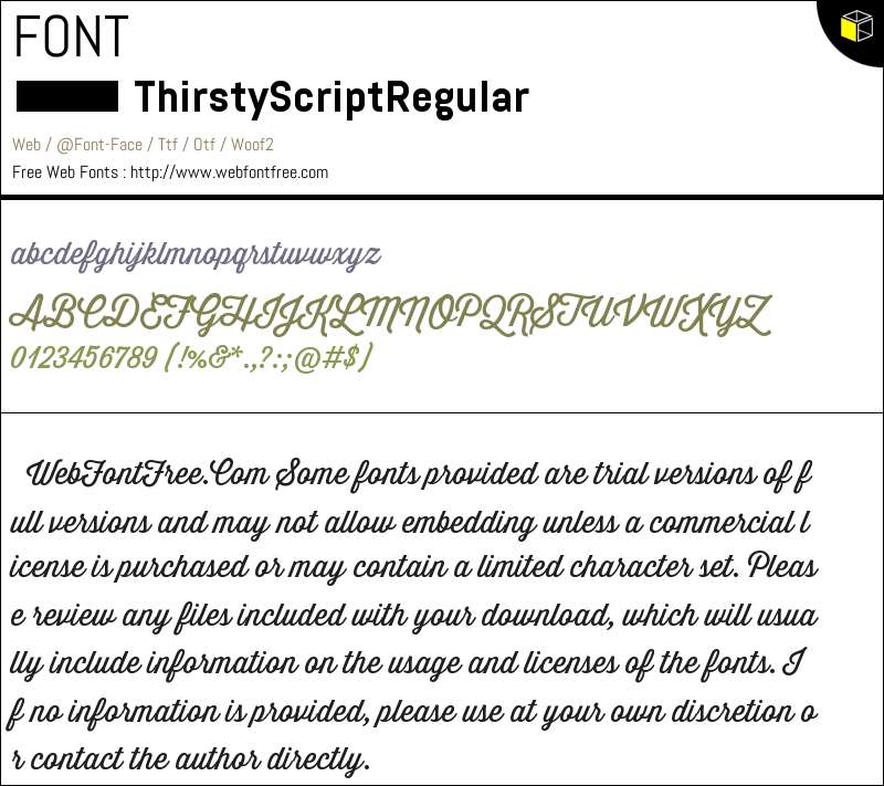 ThirstyScriptRegular Fonts Downloads - WebFontFree.Com ThirstyScriptRegular Fonts Downloads - WebFontFree.Com